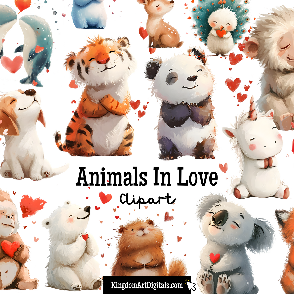 Animals In Love Clipart Bundle – Kingdom Art Digitals