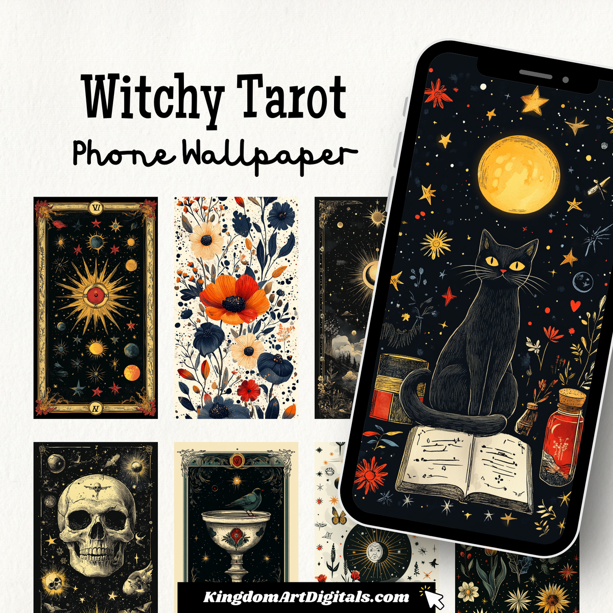 Mystic Witchy Tarot Phone Wallpapers – Kingdom Art Digitals