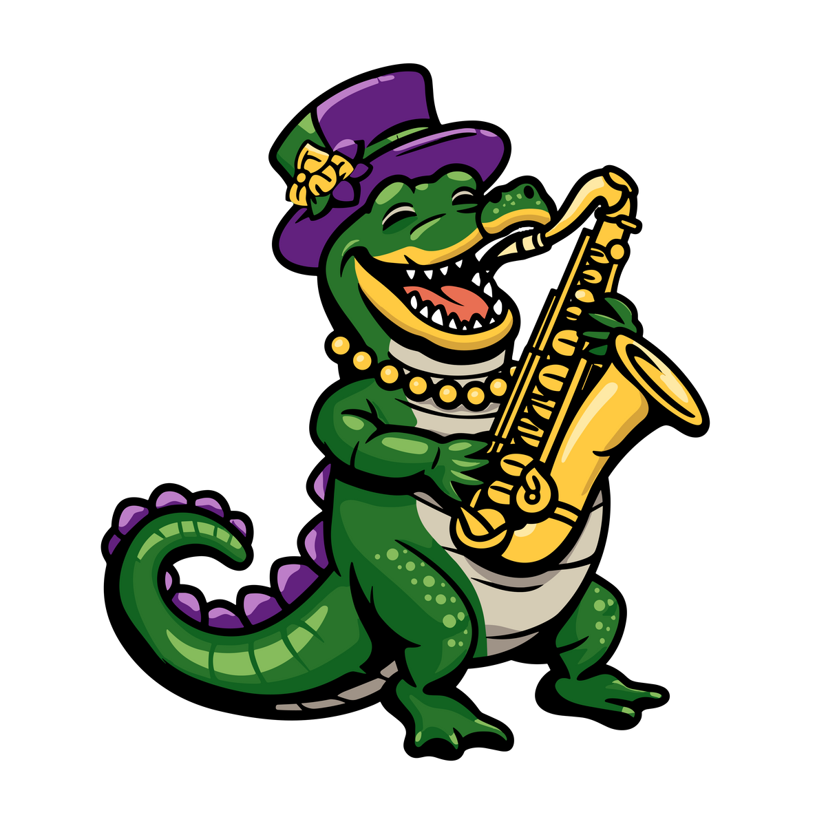 Mardi Gras Alligator Playing Jazz Saxophone PNG SVG Sublimation ...