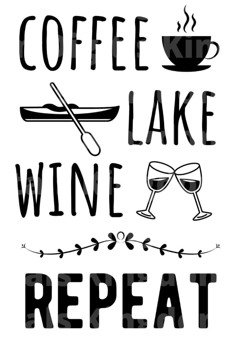 Coffee Lake Wine Repeat SVG Cut File – Kingdom Art Digitals